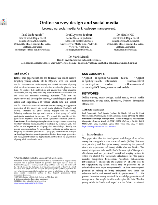 (PDF) Online survey design and social media