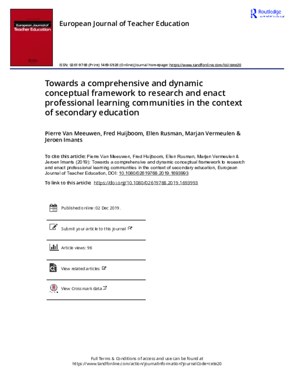 (PDF) Dynamic Framework for Professional Learning Communities