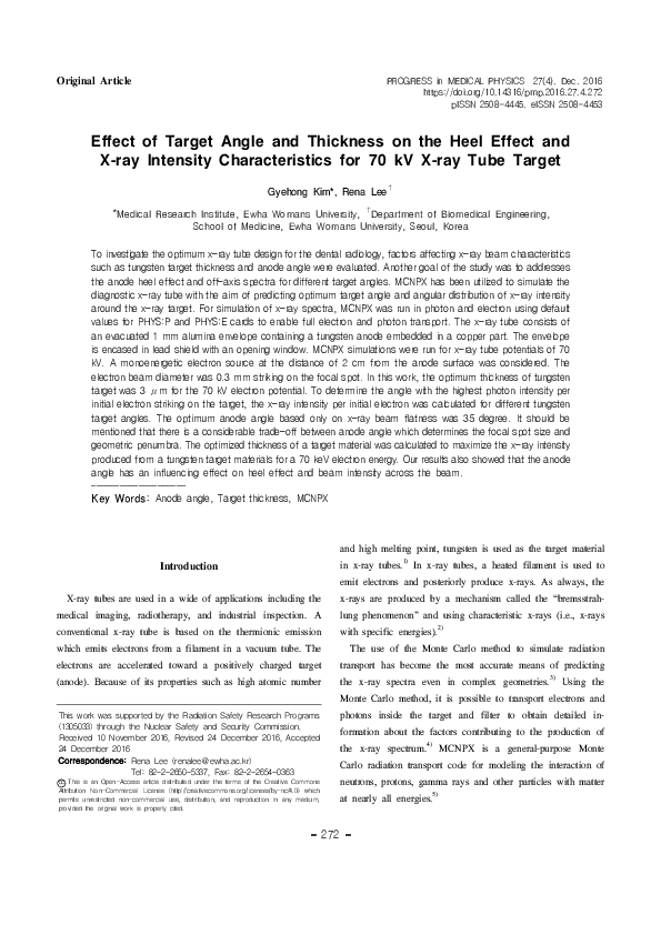 (PDF) Effect of Target Angle and Thickness on the Heel Effect and X-ray ...