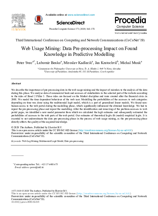 Pdf Web Usage Mining Data Pre Processing Impact On Found Knowledge In Predictive Modelling