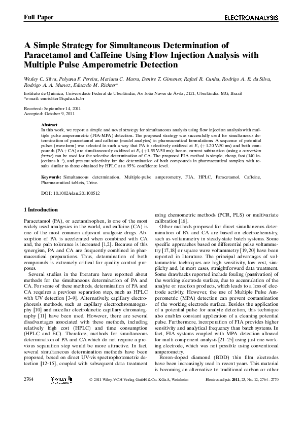 (PDF) A Simple Strategy for Simultaneous Determination of Paracetamol and Caffeine Using Flow ...