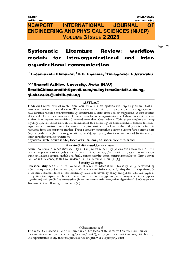 (PDF) Systematic Literature Review: workflow models for intra-organizational and ...