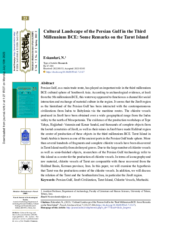(PDF) Cultural landscape of the Persian Gulf in the third millennium ...