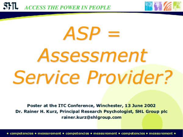 (PDF) ASP=Assessment Service Provider?