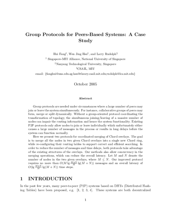 (PDF) Group Protocols for Peers-Based Systems : A Case Study