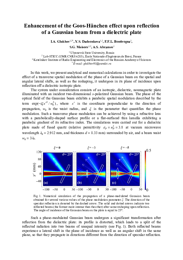 (PDF) Enhancement of the Goos-Hänchen effect upon reflection of a ...