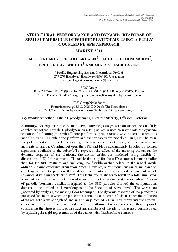 (PDF) Structural performance and dynamic response of semi-submersible offshore platforms using a ...