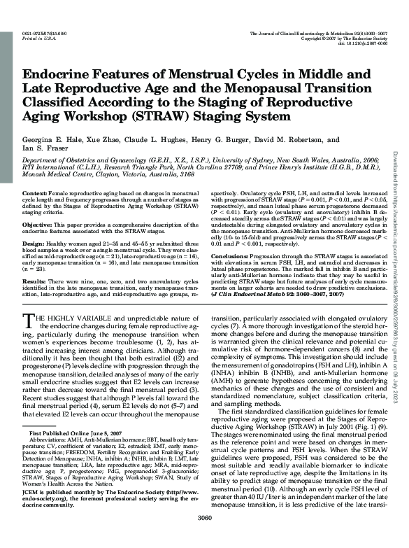 (PDF) Endocrine Features of Menstrual Cycles in Middle and Late ...