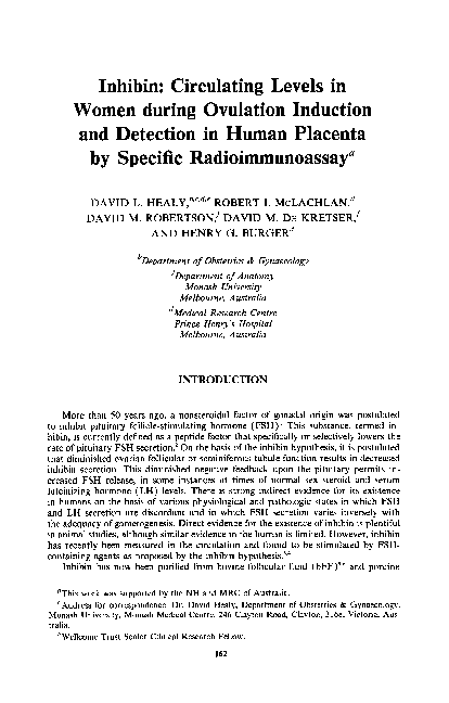 (PDF) Inhibin: Circulating Levels in Women during Ovulation Induction ...