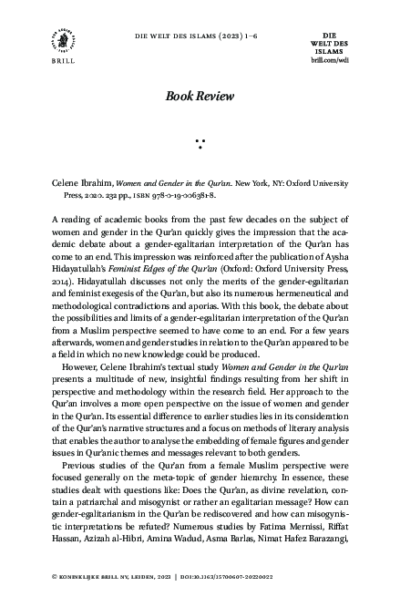 (PDF) Review of Women and Gender in the Qur'an by Nimet Seker in Welt ...