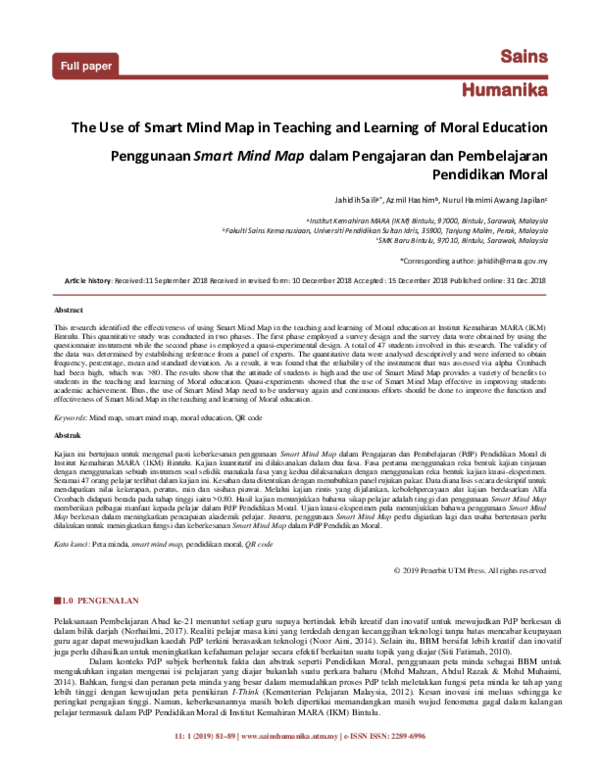(PDF) Penggunaan Smart Mind Map dalam Pdp Pendidikan Moral