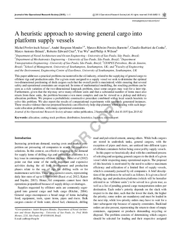 (PDF) A heuristic approach to stowing general cargo into platform ...