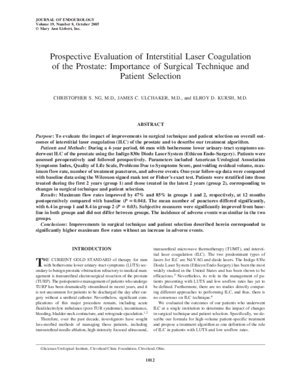(PDF) Prospective Evaluation of Interstitial Laser Coagulation of the ...