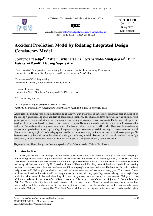 (PDF) Accident prediction model by relating integrated design ...