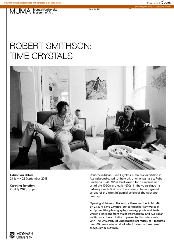 (PDF) Robert Smithson: Time Crystals | Amelia Barikin - Academia.edu