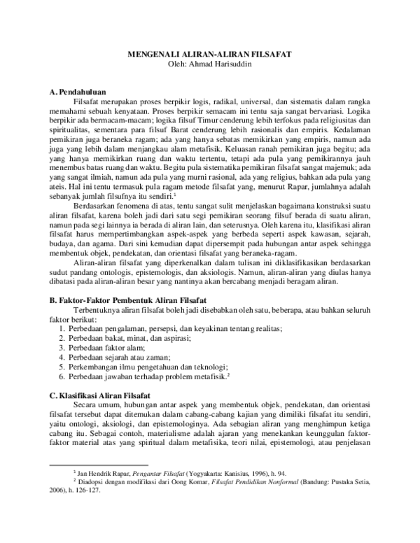 (PDF) Mengenali Aliran-Aliran Filsafat