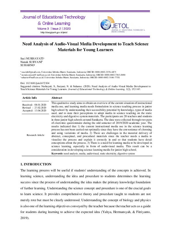 (PDF) Need Analysis of Audio-Visual Media Development to Teach Science ...