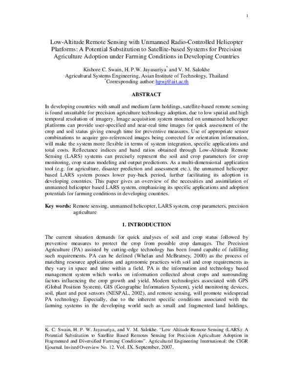 (PDF) Low-Altitude Remote Sensing with Unmanned Radio-Controlled ...