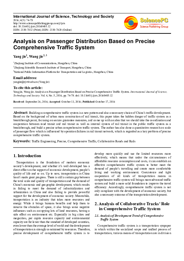 (PDF) Analysis on Passenger Distribution Based on Precise Comprehensive ...