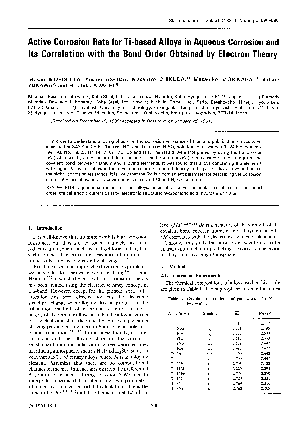 (PDF) Active Corrosion Rate for Ti-based Alloys in Aqueous Corrosion ...