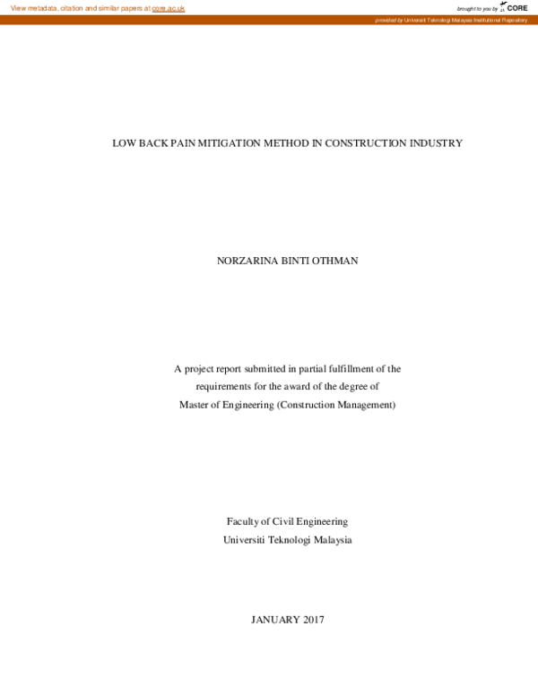 (PDF) Low back pain mitigation method in construction industry
