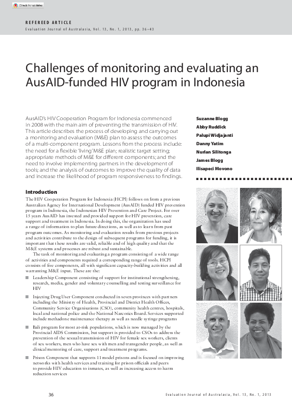 (PDF) Challenges of Monitoring and Evaluating an AusAID-funded HIV ...