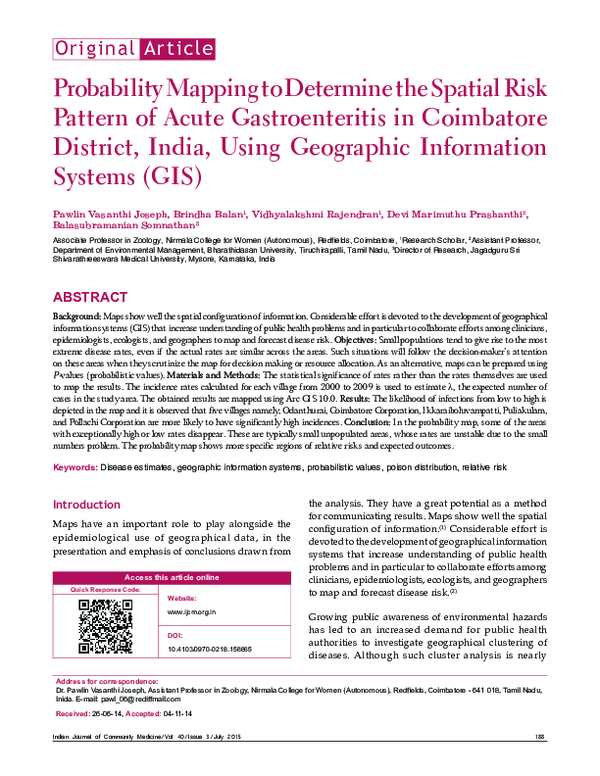 (PDF) Probability mapping to determine the spatial risk pattern of ...
