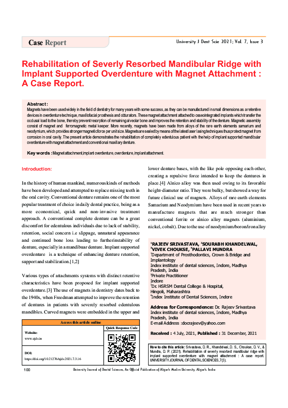 (PDF) Rehabilitation of severly resorbed mandibular ridge with implant ...