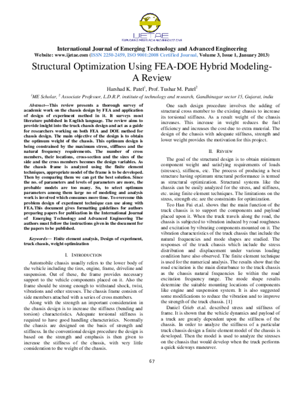 (PDF) Structural Optimization Using FEA-DOE Hybrid Modeling- A Review