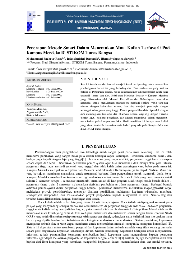 (PDF) Penerapan Metode Smart Dalam Menentukan Mata Kuliah Terfavorit ...