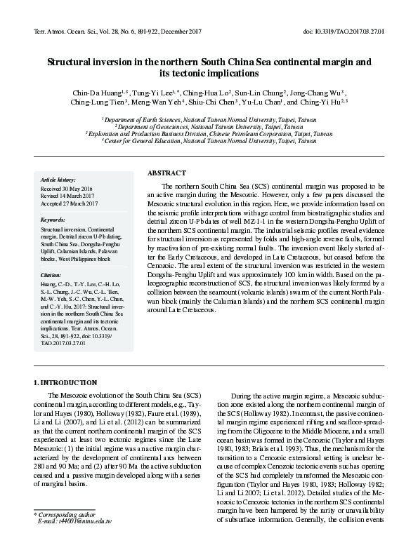 (PDF) Structural inversion in the northern South China Sea continental ...