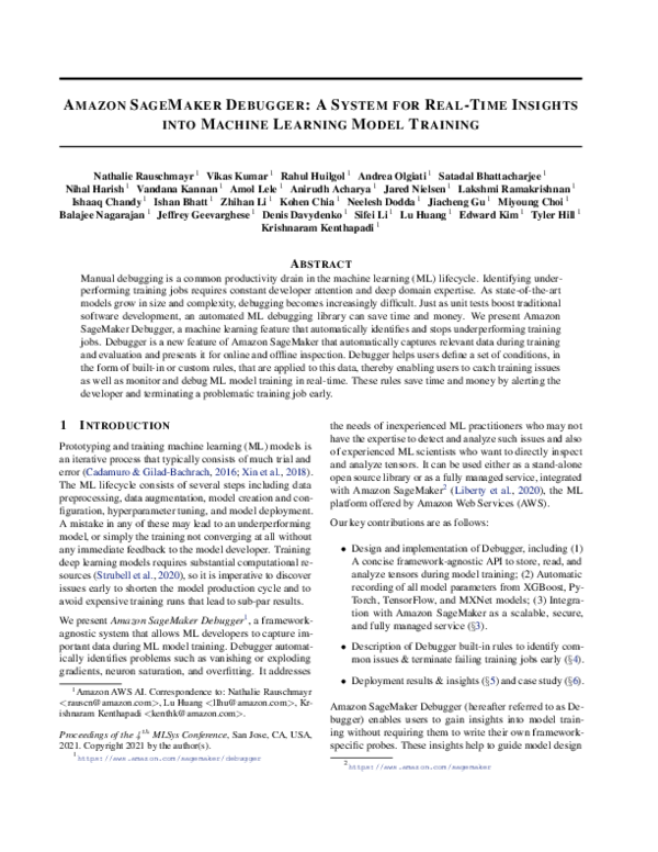 Pdf Amazon Sagemaker Debugger A System For Real Time Insights Into 5476