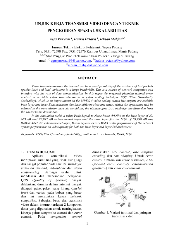 (PDF) Unjuk Kerja Transmisi Video Dengan Teknik Pengkodean Spasial ...