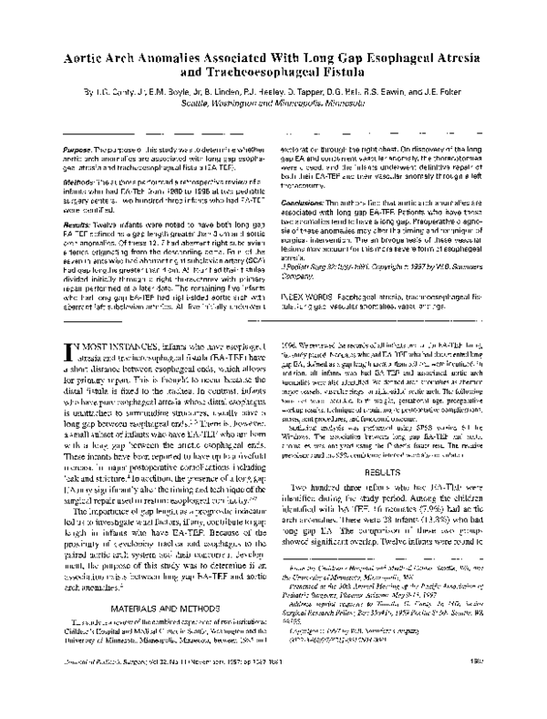 (PDF) Aortic arch anomalies associated with long gap esophageal atresia ...