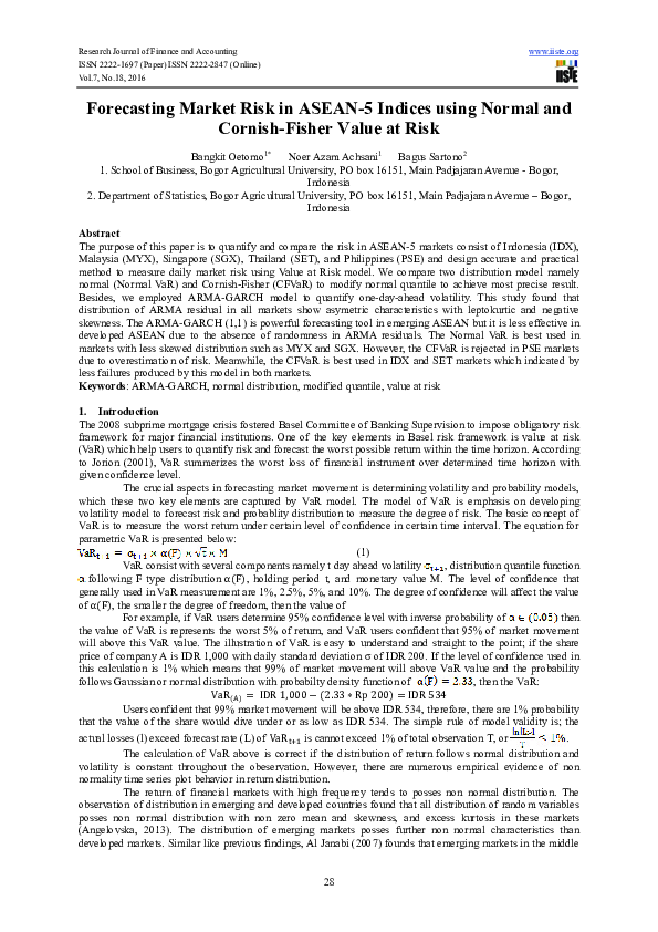 (PDF) Forecasting Market Risk in ASEAN-5 Indices using Normal and ...