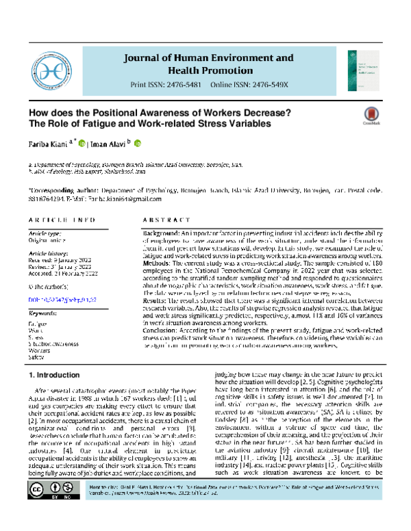 (PDF) How does the Positional Awareness of Workers Decrease? The Role of Fatigue and Work ...