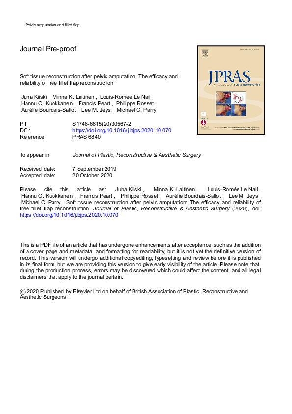 (PDF) Soft tissue reconstruction after pelvic amputation: The efficacy ...