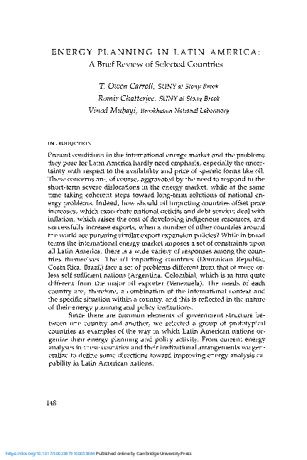 (PDF) Energy Planning in Latin America: A Brief Review of Selected ...