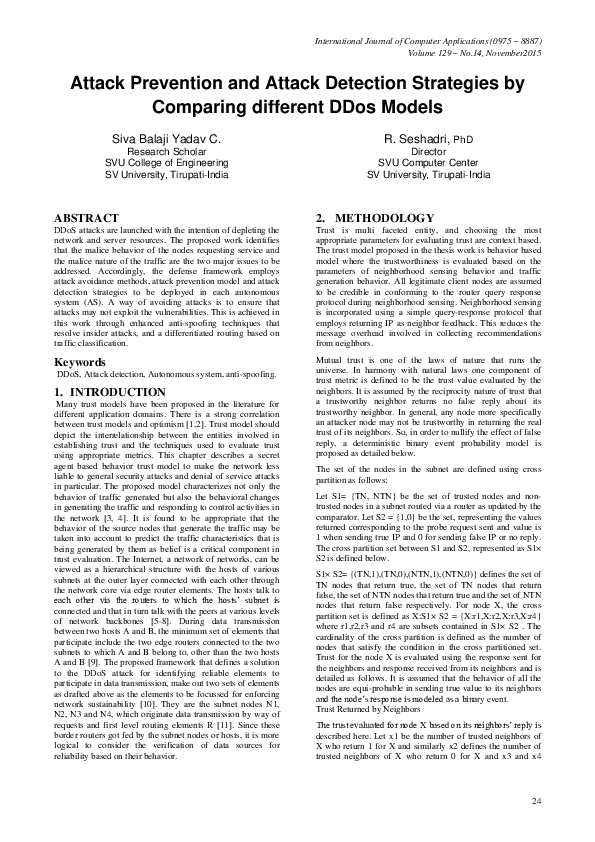 (PDF) Attack Prevention and Attack Detection Strategies by Comparing ...