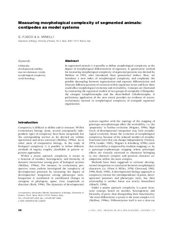 (PDF) Measuring morphological complexity of segmented animals ...