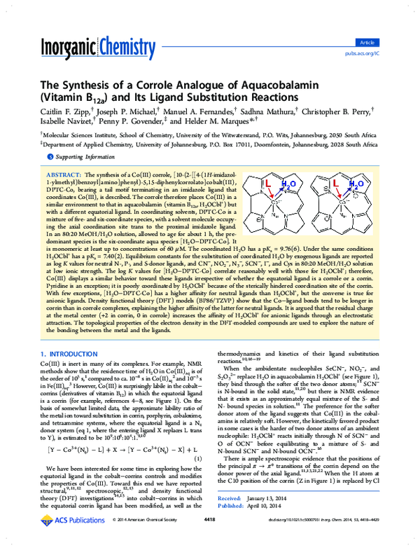 (PDF) The Synthesis of a Corrole Analogue of Aquacobalamin (Vitamin ...