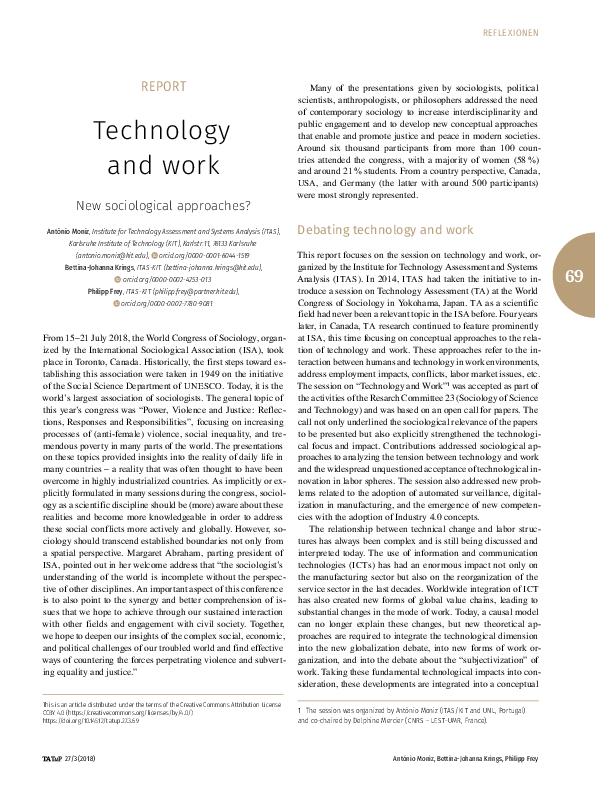(PDF) Technology and work