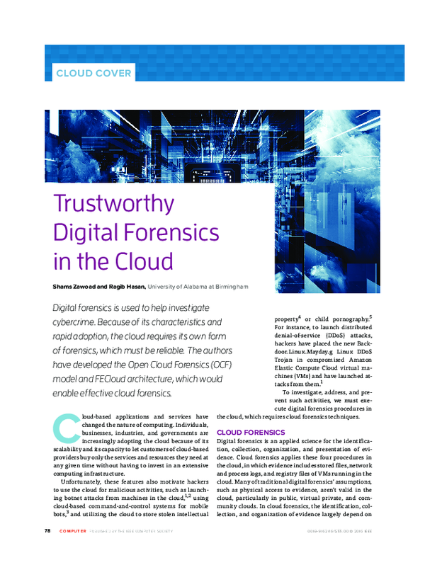 (PDF) Trustworthy Digital Forensics in the Cloud