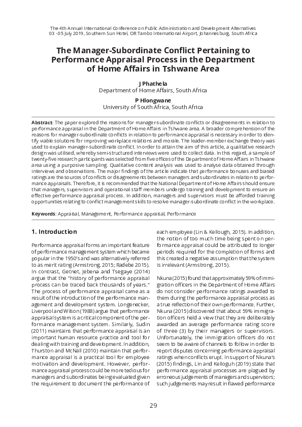 (PDF) The manager-subordinate conflict pertaining to performance ...