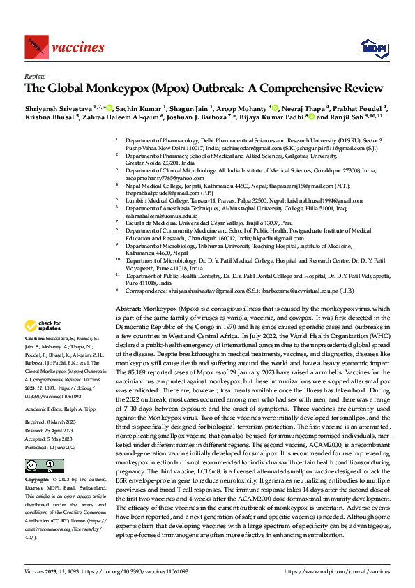 (PDF) The Global Monkeypox (Mpox) Outbreak: A Comprehensive Review