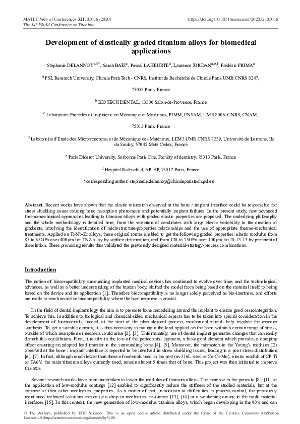 (PDF) Development of elastically graded titanium alloys for biomedical ...