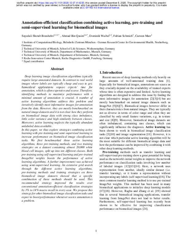 Pdf Annotation Efficient Classification Combining Active Learning Pre Training And Semi