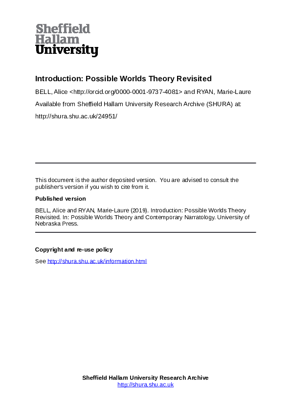 (PDF) Introduction: Possible Worlds Theory Revisited