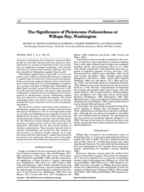 (PDF) The Significance of Pleistocene Psilonichnu. at Willapa Bay ...
