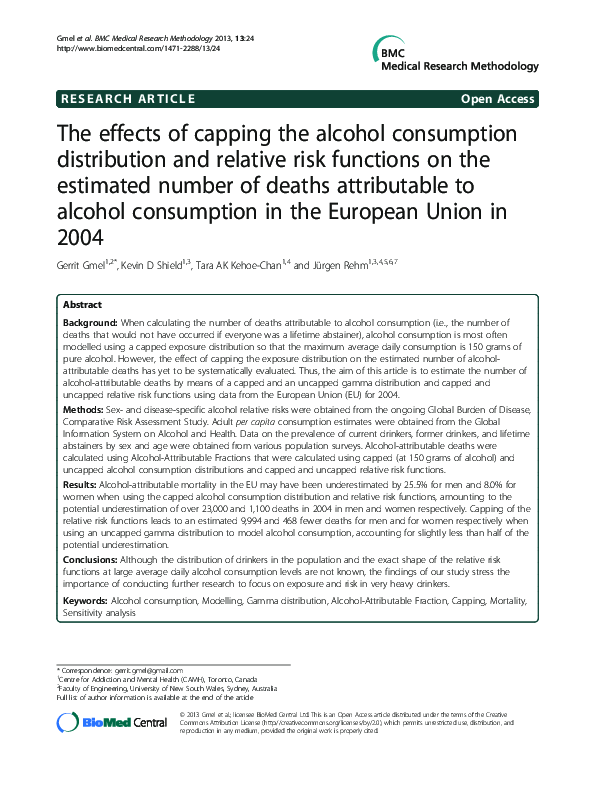 (PDF) The effects of capping the alcohol consumption distribution and ...